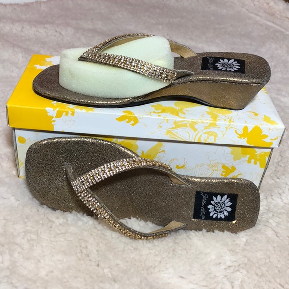 Yellow Box | Shoes | Bnwt Yellow Box Bronze Slip Ons Rhinestones | Poshmark